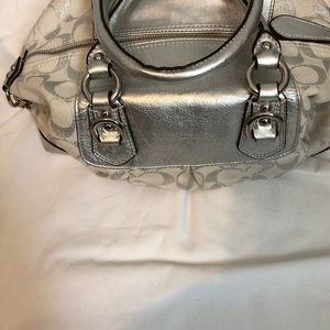Coach | Bags | Coach Silver And White Handbag | Poshmark